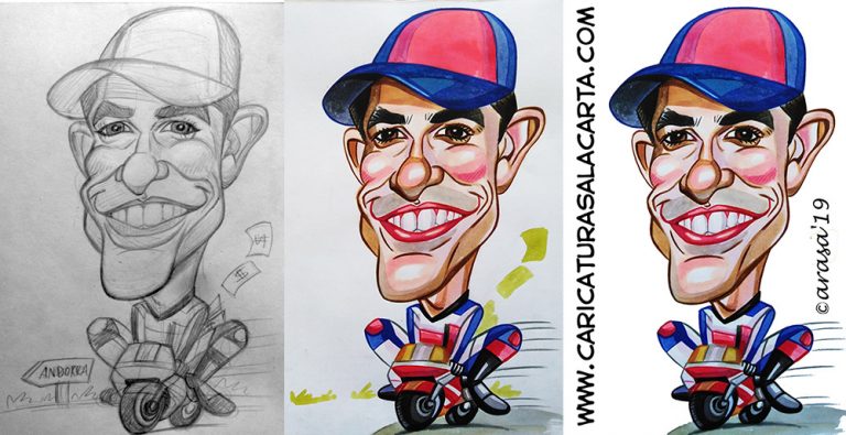 Marc Márquez campeón de motociclismo en MotoGP Caricaturas famosos